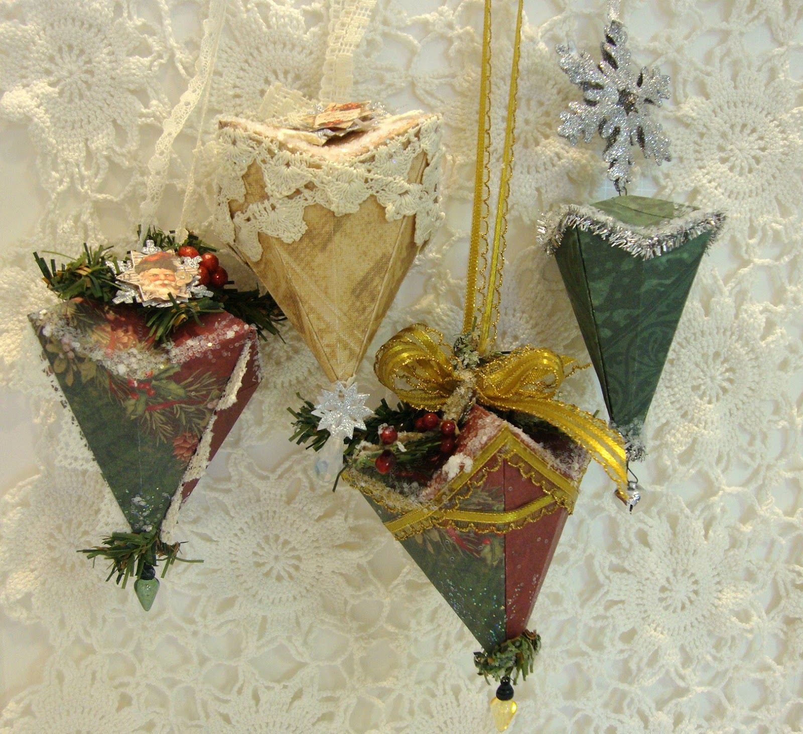 Shabby Tea Party: My Folded Paper Christmas Ornaments