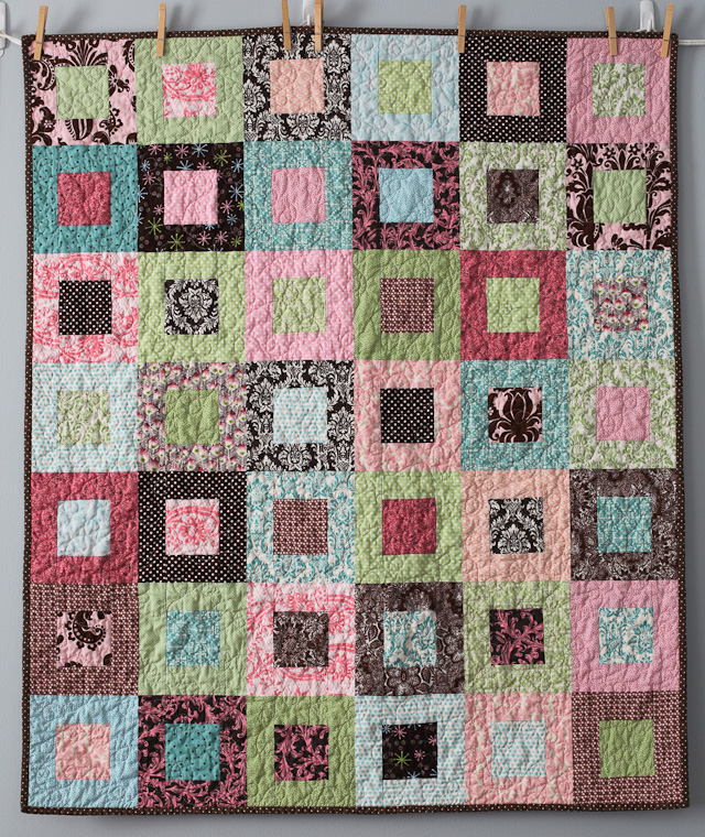 Blue is Bleu: Squares In Squares Baby Quilt