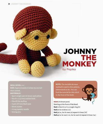 Handmade World: [Crochet] Johnny the monkey 🙈