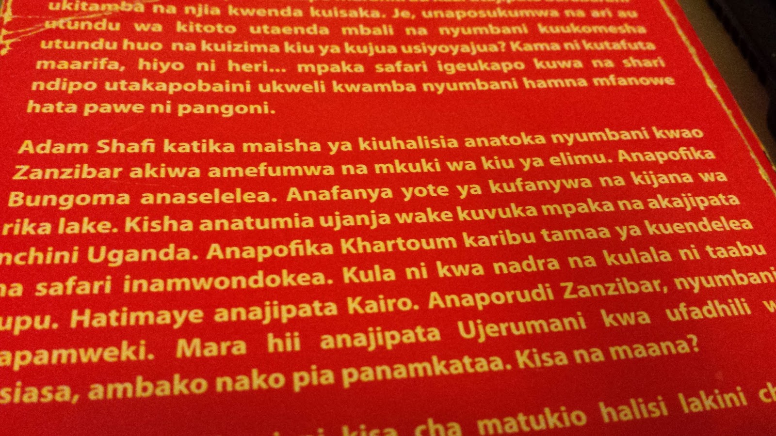 MAKALA ZANGU: KISWAHILI NOVELIST ADAM SHAFI SHEDS LIGHT ON AFRICAN ...