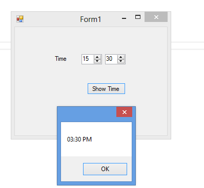 How to use NumericUpDown controls as a Time Control in c#
