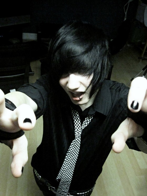 Emo boy ghost scene fashionable cute joy | nineimages