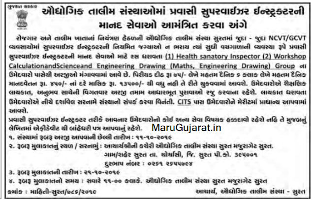 ITI Surat Recruitment for Pravasi Supervisor Instructor Posts 2019 ...