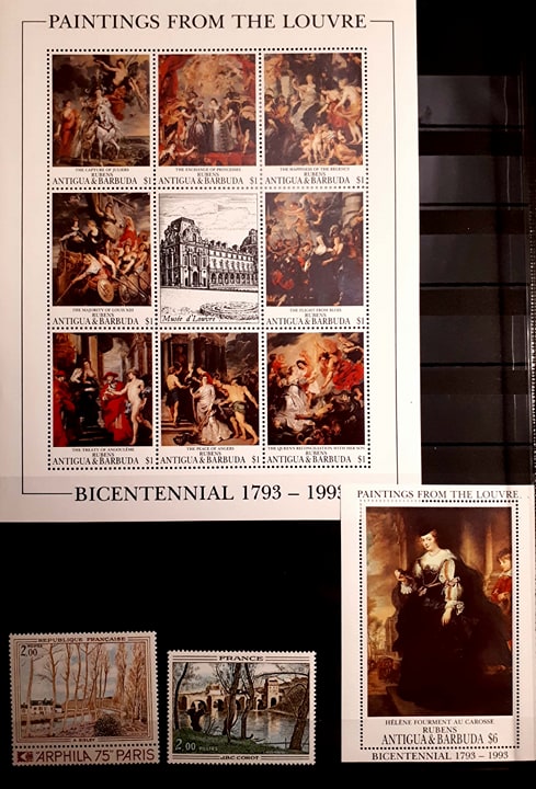 Stamps and albums for sale: Louvre paintings stamps