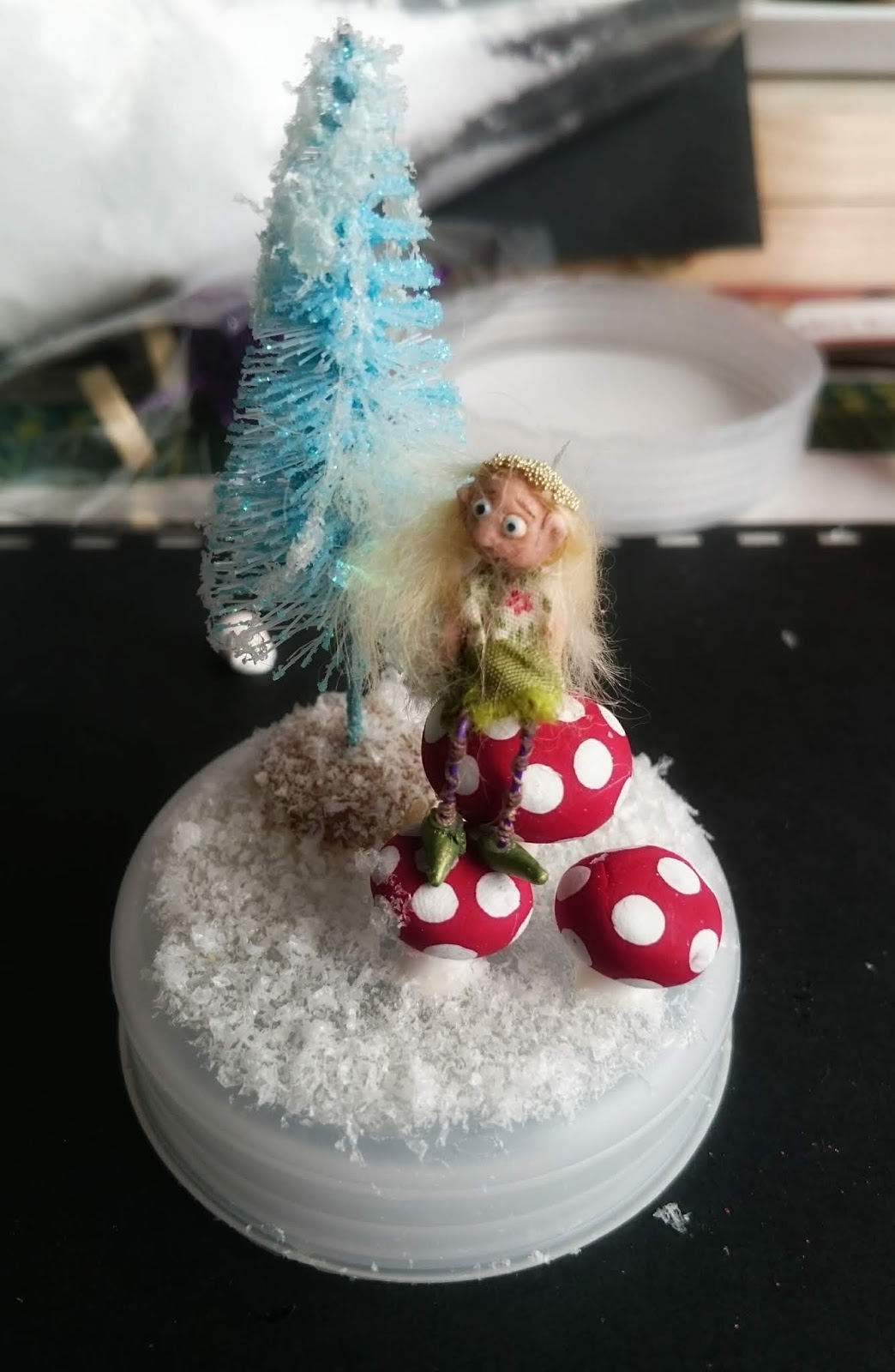 Fairy Winter wonderland Snowglobe tutorial by Kat Hazelton