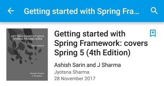 Getting started with Spring Framework (4th Edition) now available in Google Play Store
