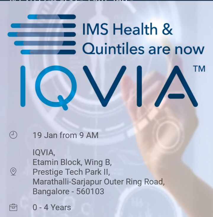 IQVIA | Walk-In for Pharmacovigilance (Fresh &Exp) | 19th Jan 2019 ...