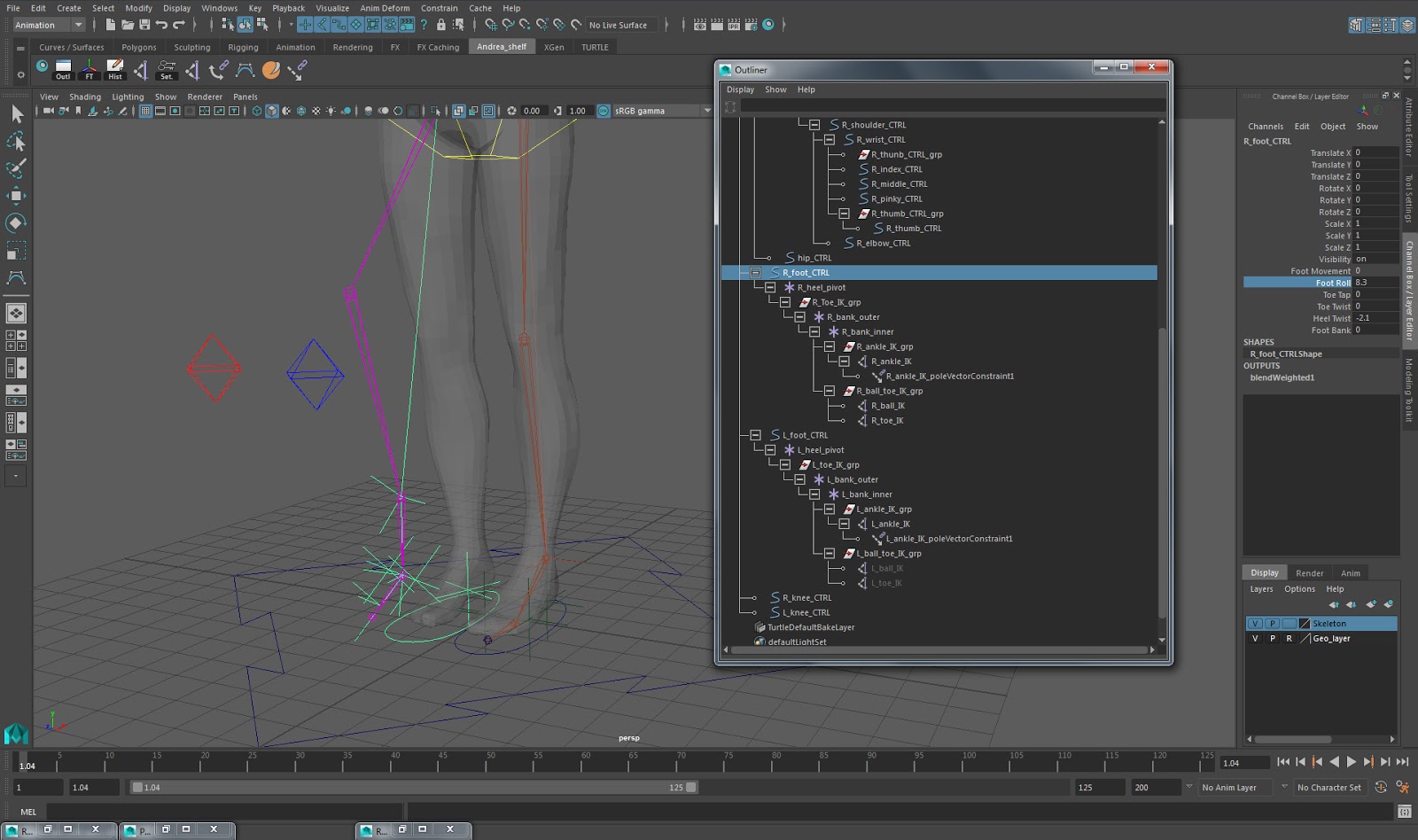 animatedcreativeandreamcswan: Maya rigging complete: hierarchy in Outliner