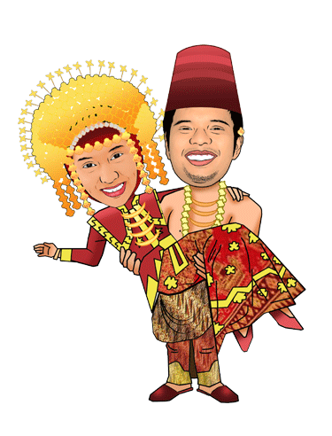 jasa karikatur murah: Karikatur Pengantin Adat Melayu