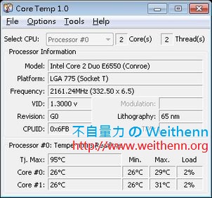 Core Temp – CPU 溫度怎麼量？ 讓它告訴你!! ~ 不自量力 の Weithenn