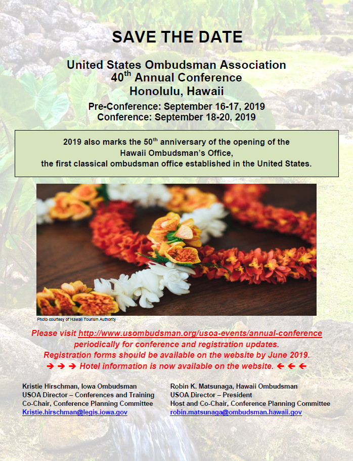 The Ombuds Blog: USOA Sets 2019 Conference in Hawaii