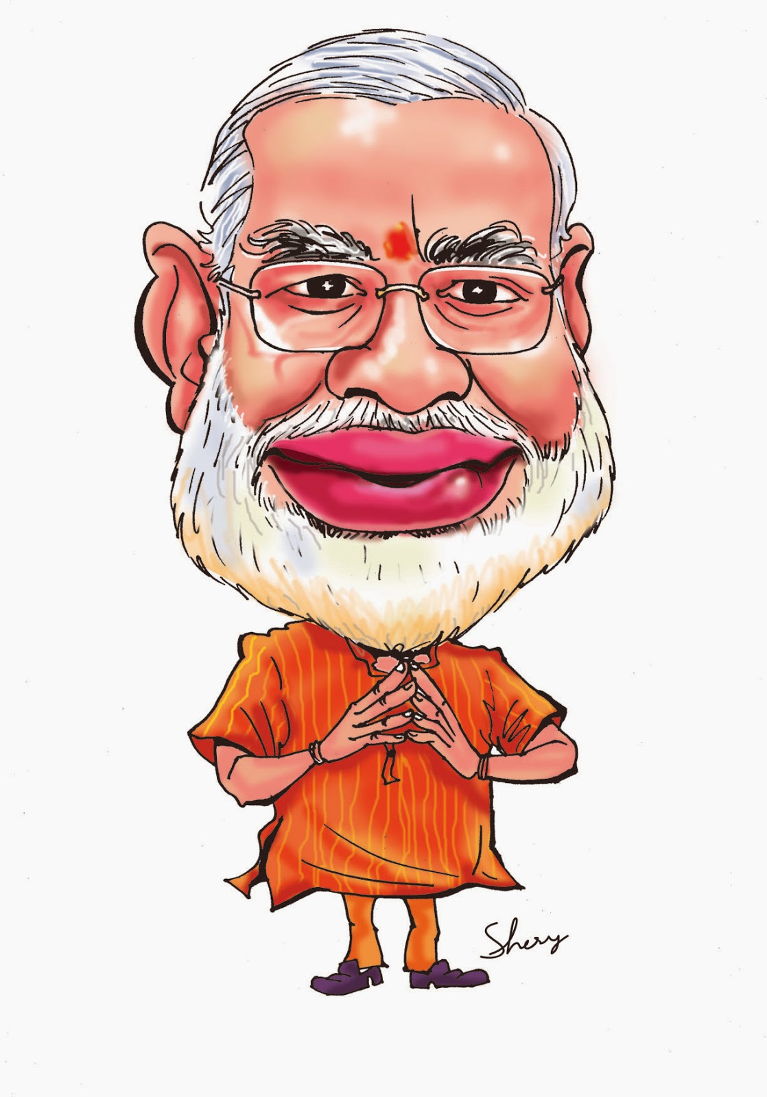 Shery Artist: Caricature of Narendra Modi, Shery Artist Deepika