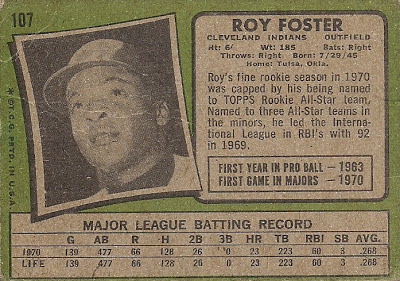 Topps 1971: no. 107 - roy foster
