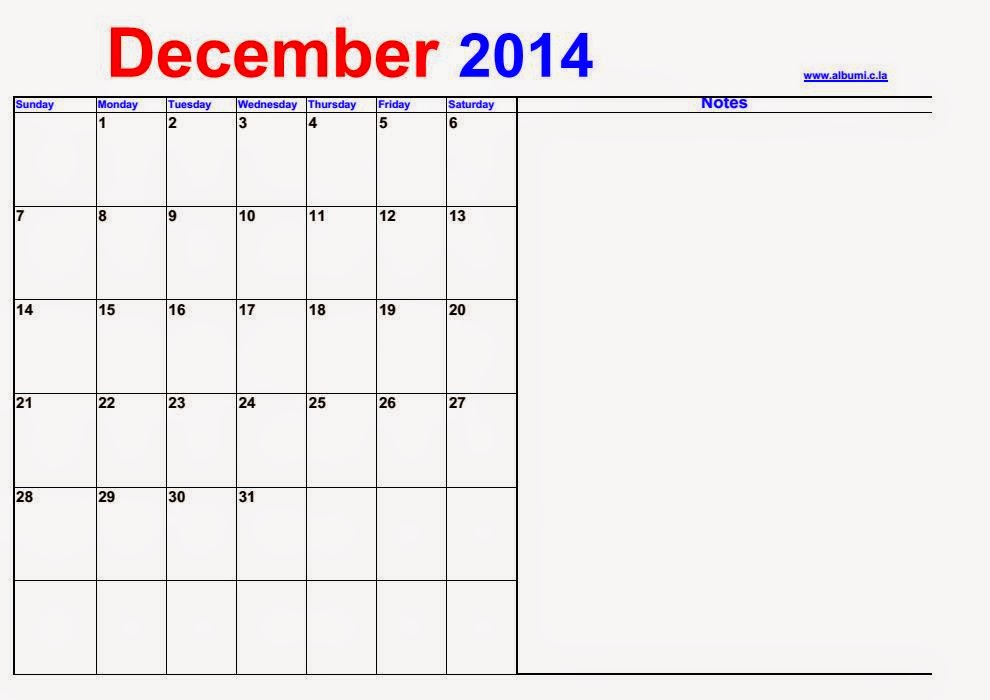 December blank calendar with notes | calendars - kalendar - Calendario