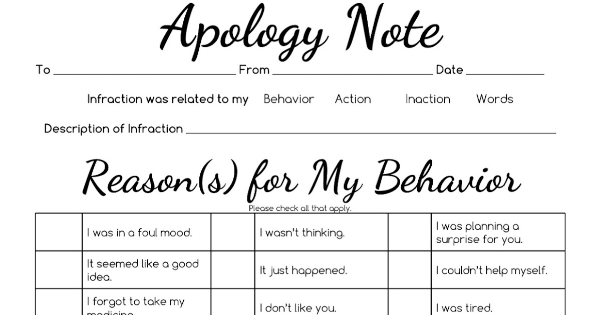 SpEd Head: Apology Note Checklist