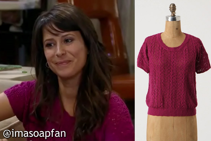Robin Scorpio-Drake's Magenta Open Knit Sweater - General Hospital ...