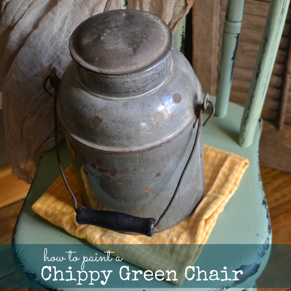 Old Blue Silo: chippy green chair