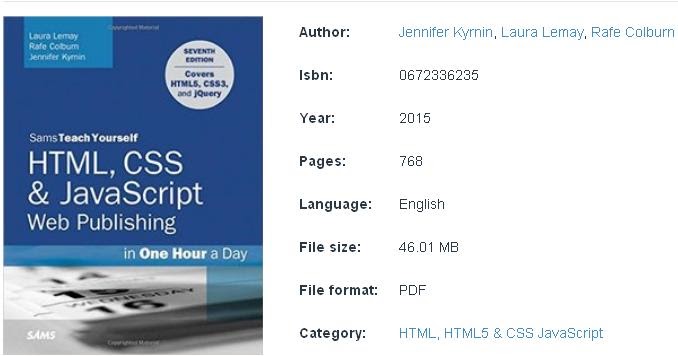 Library IT Book free download: HTML, CSS & JavaScript Web Publishing in ...