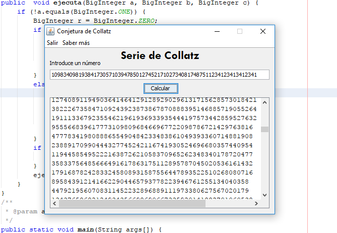 Programa para calcular la serie de Collatz