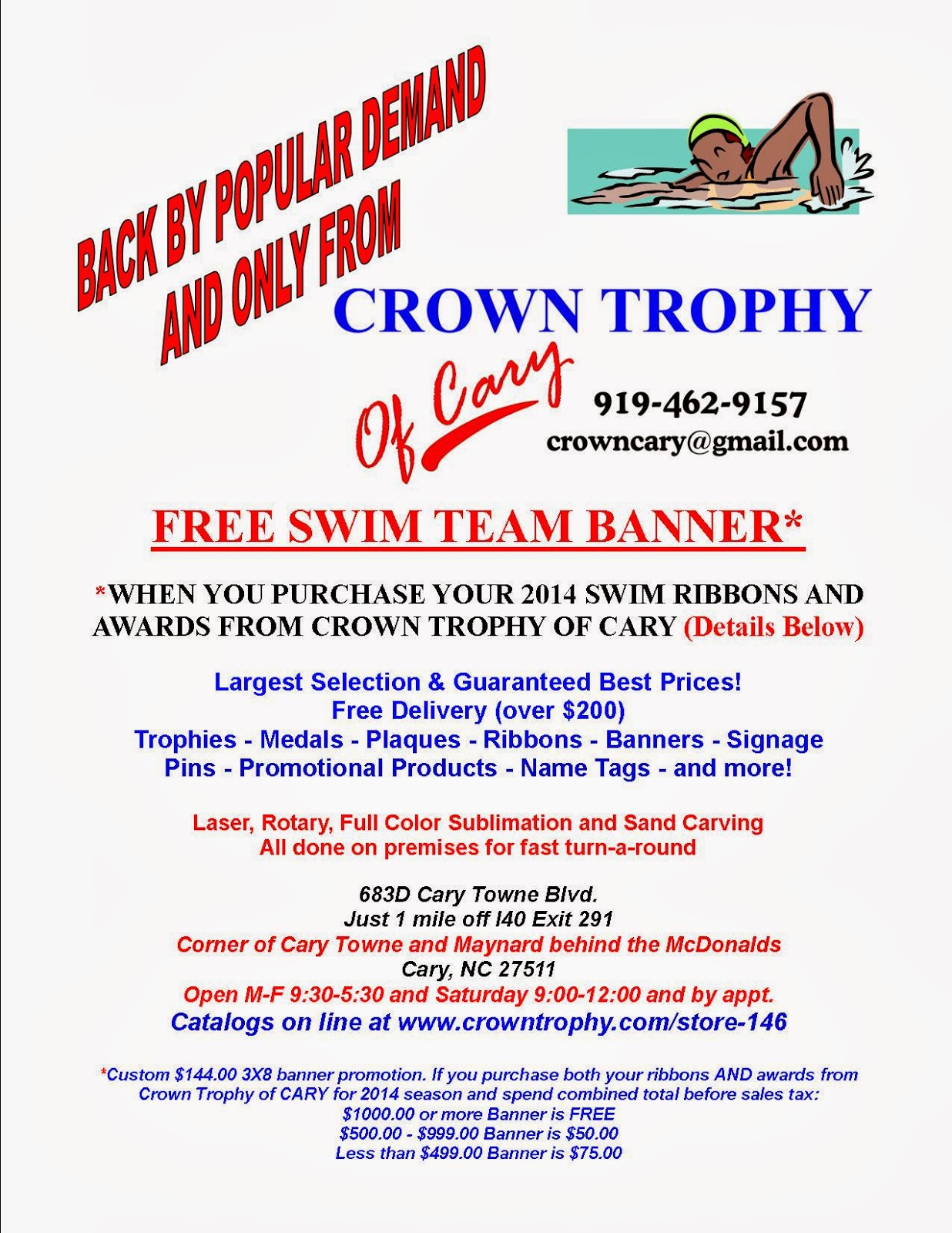 Tuesday Night Lights: FREE Swim Team Banner offer ONLY from Crown ...