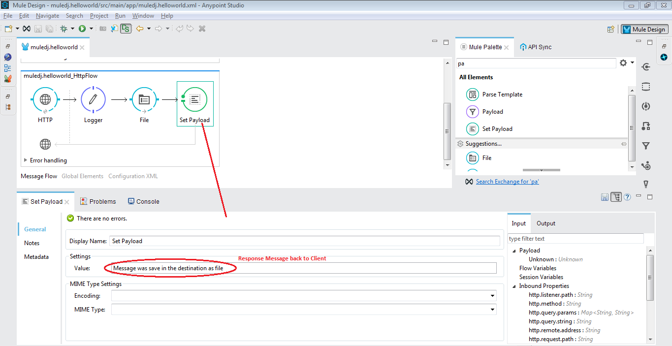 Mule Esb Tutorials Mule Esb Helloworld Message Flow
