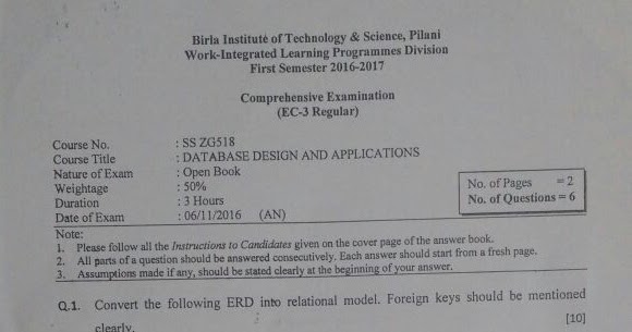 Coding Tech Life: Database Design and Applications Comprehensive Examination - Regular Question ...