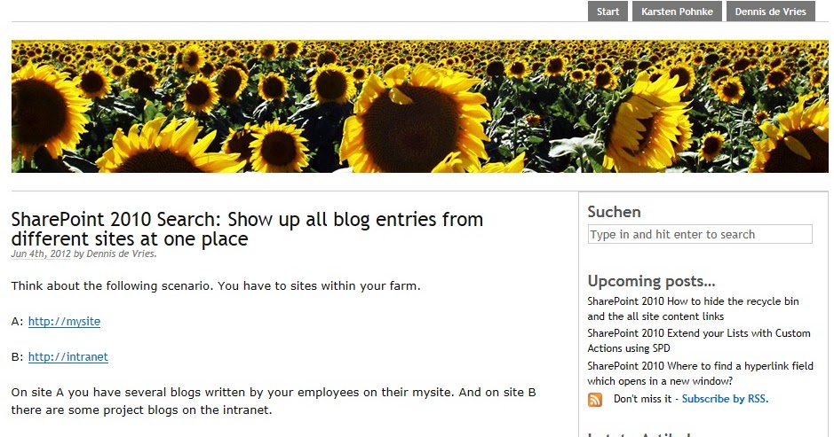 SharePoint Talk: Show up all blog entries from different sites at one place