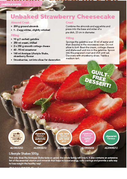 Zhannique: Annique Lifestyle Shake Unbaked Strawberry Cheesecake