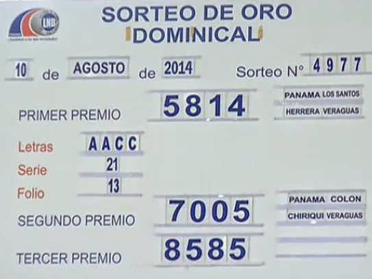 Resultados Loteria de Panama domingo 10-8-14 - loterias507 Resultados Loteria de Panama domingo 10-8-14 - loterias507