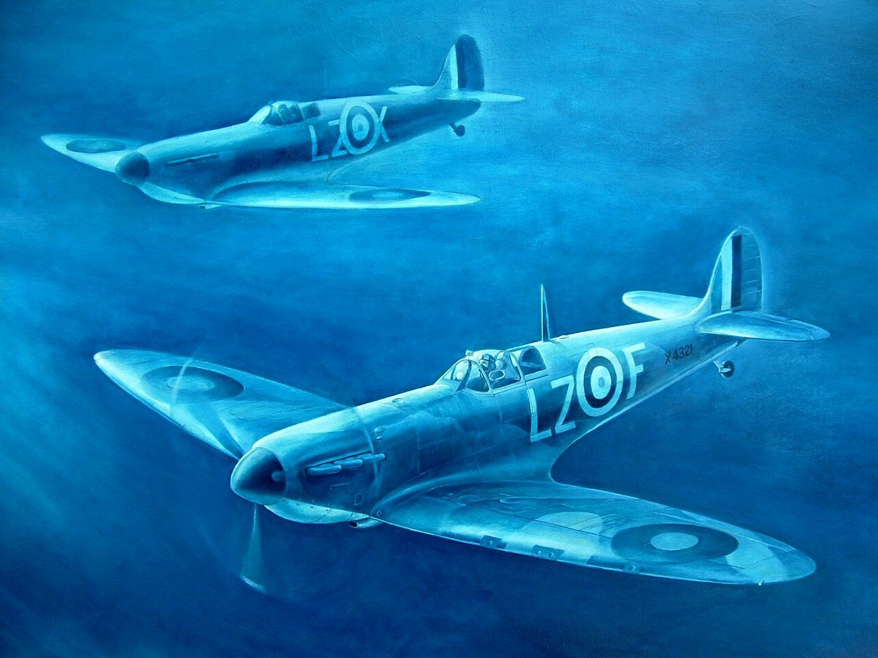 abstractwings: Aviation Art SPITFIRE in blue