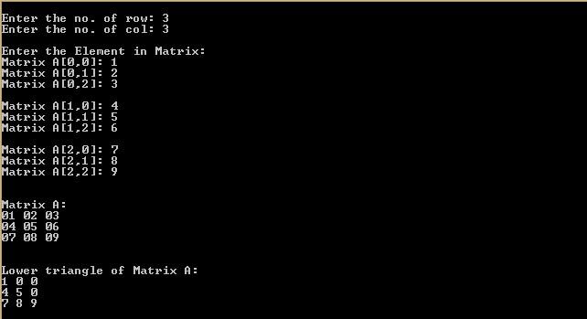 Lower Triangular matrix | Zero C#