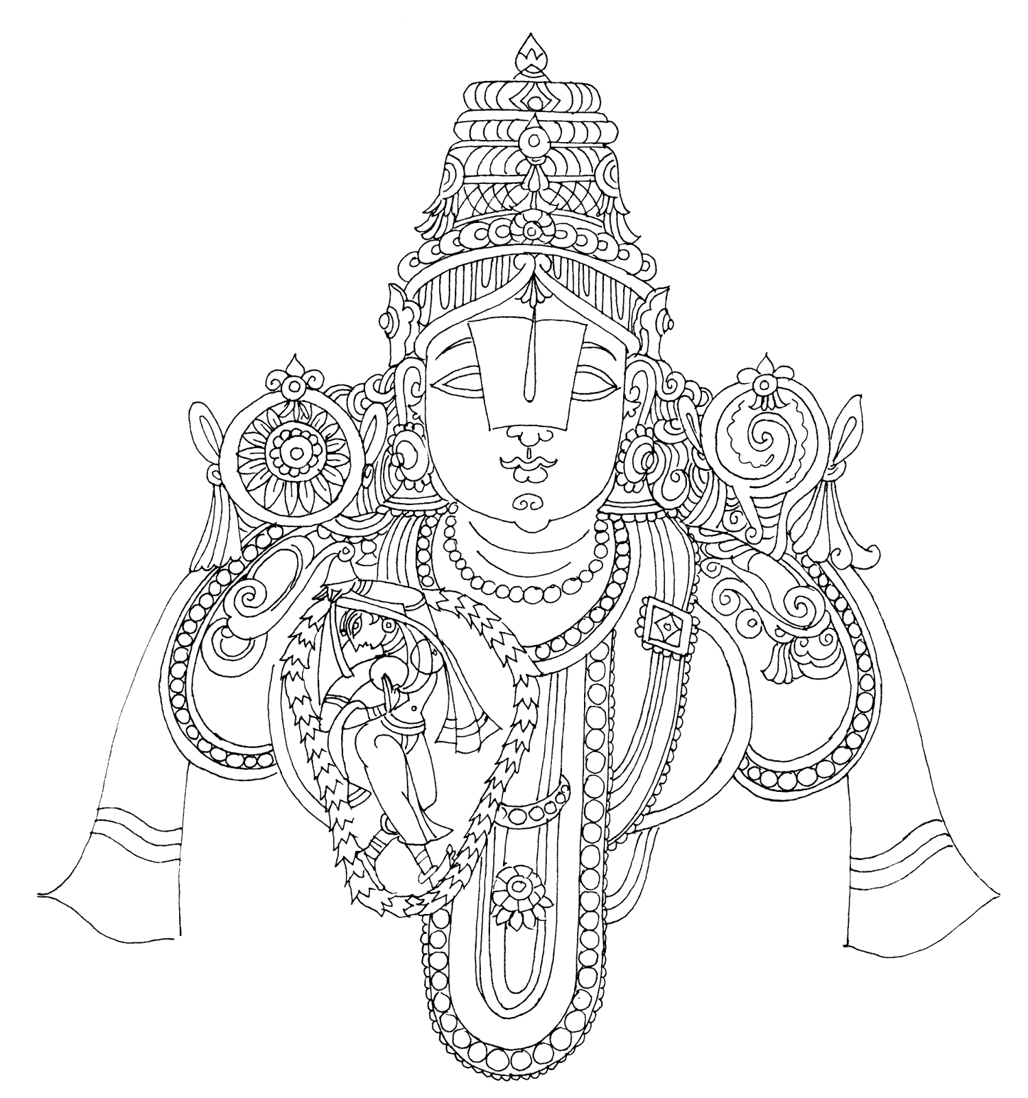 Tamil Cliparts: Venkatachalapathi Line Drawings for invitations