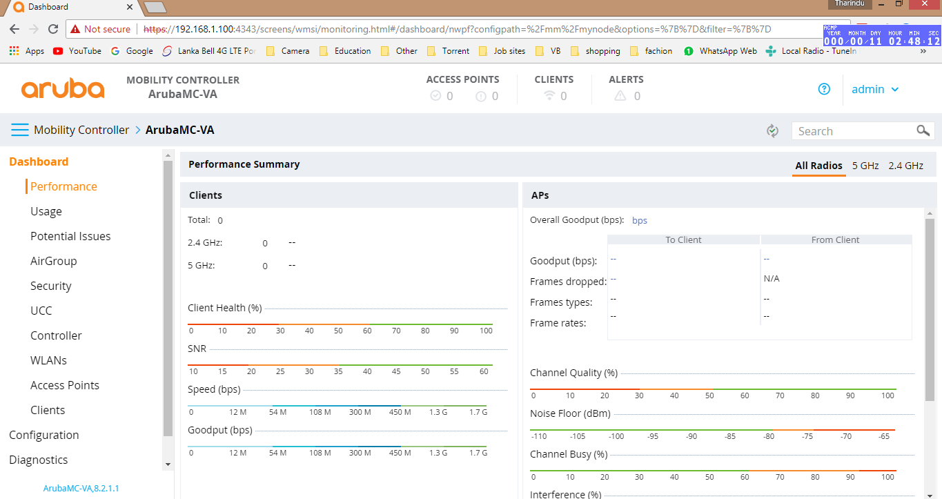 Initial setup of Aruba Controller