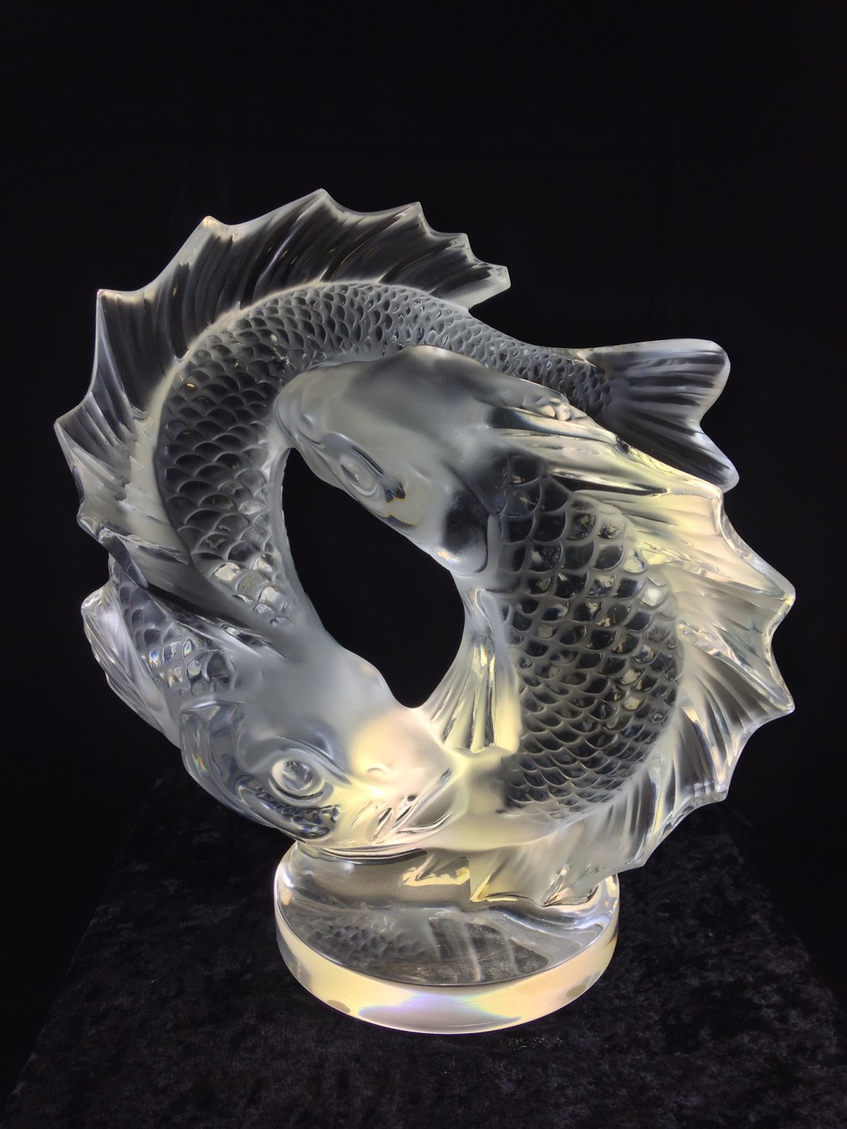 Antiques, Art, and Collectibles: Lalique Crystal Deux Poissons Koi Fish