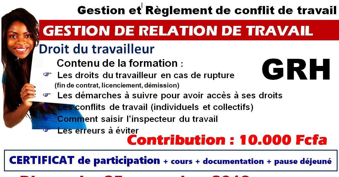 Formation en GRH, Gestion et Règlement de Conflit de Travail