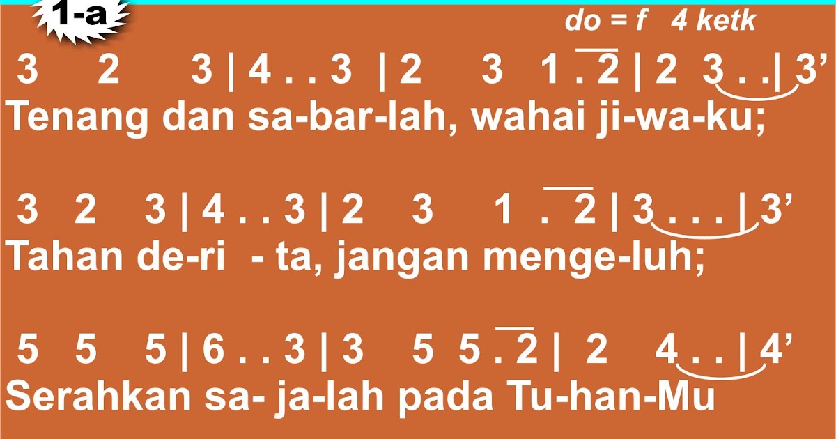 Lirik dan Not NKB 169 Tenang Dan Sabarlah