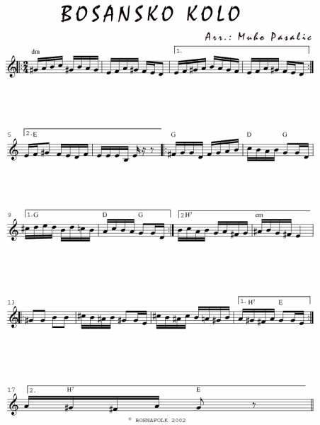 NOTE | DOMACE I STRANE: BOSANSKO KOLO NOTE AKORDI TEKST