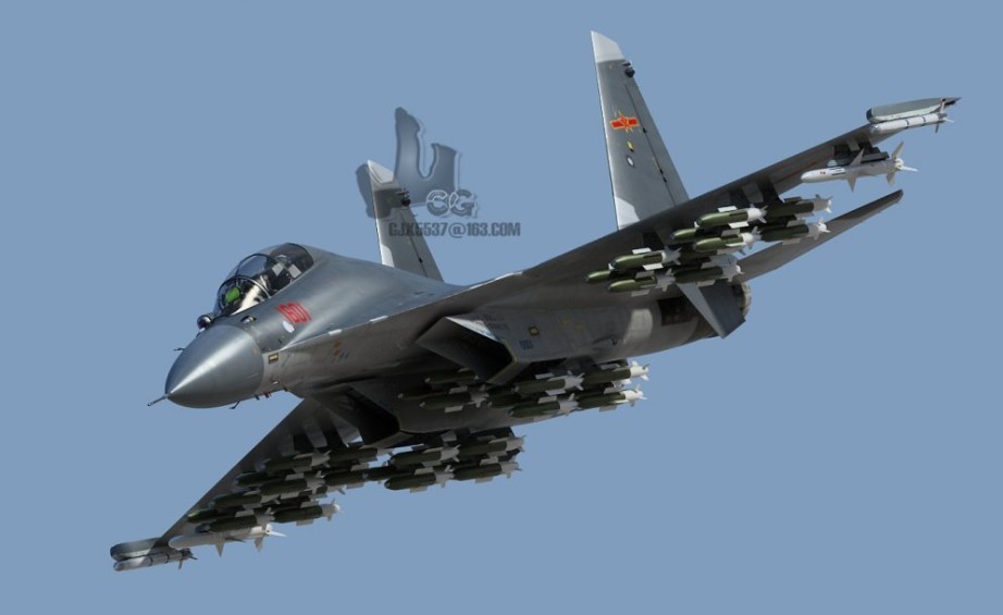 Chinese J-16 Long Range Strike Fighter Jet Dropping Precision Guided ...