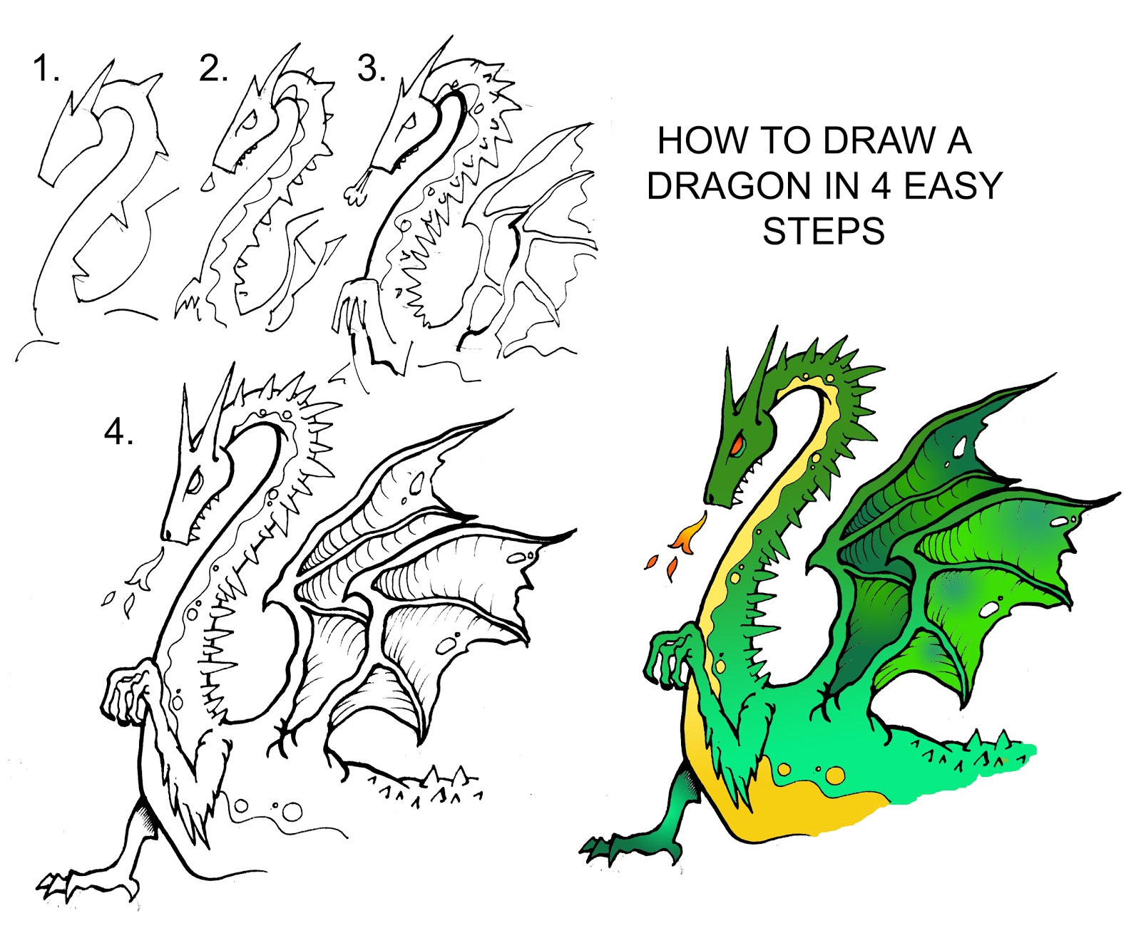 DARYL HOBSON ARTWORK How To Draw A Dragon Step By Step
