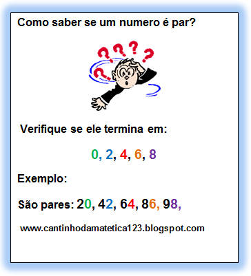 Cantinho da Matemática: Números pares