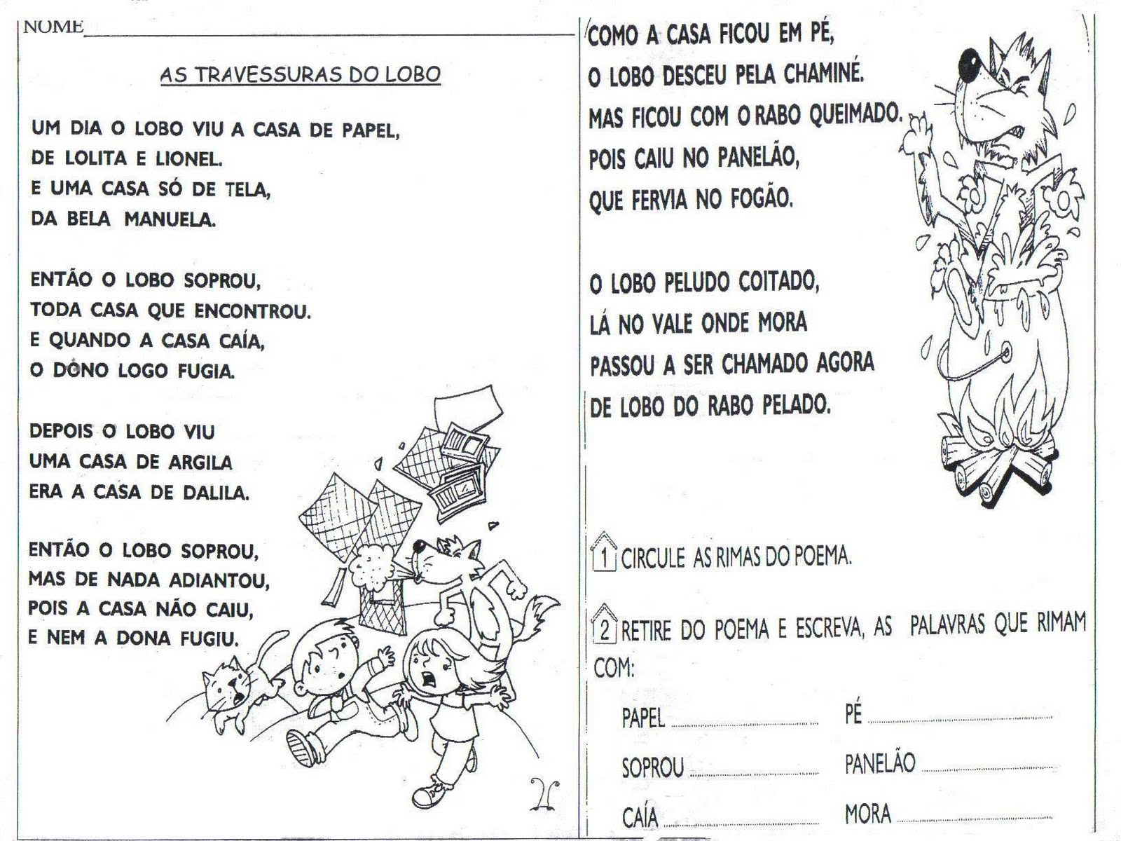 "EDUCAR PARA A VIDA": RIMAS - localização em texto.