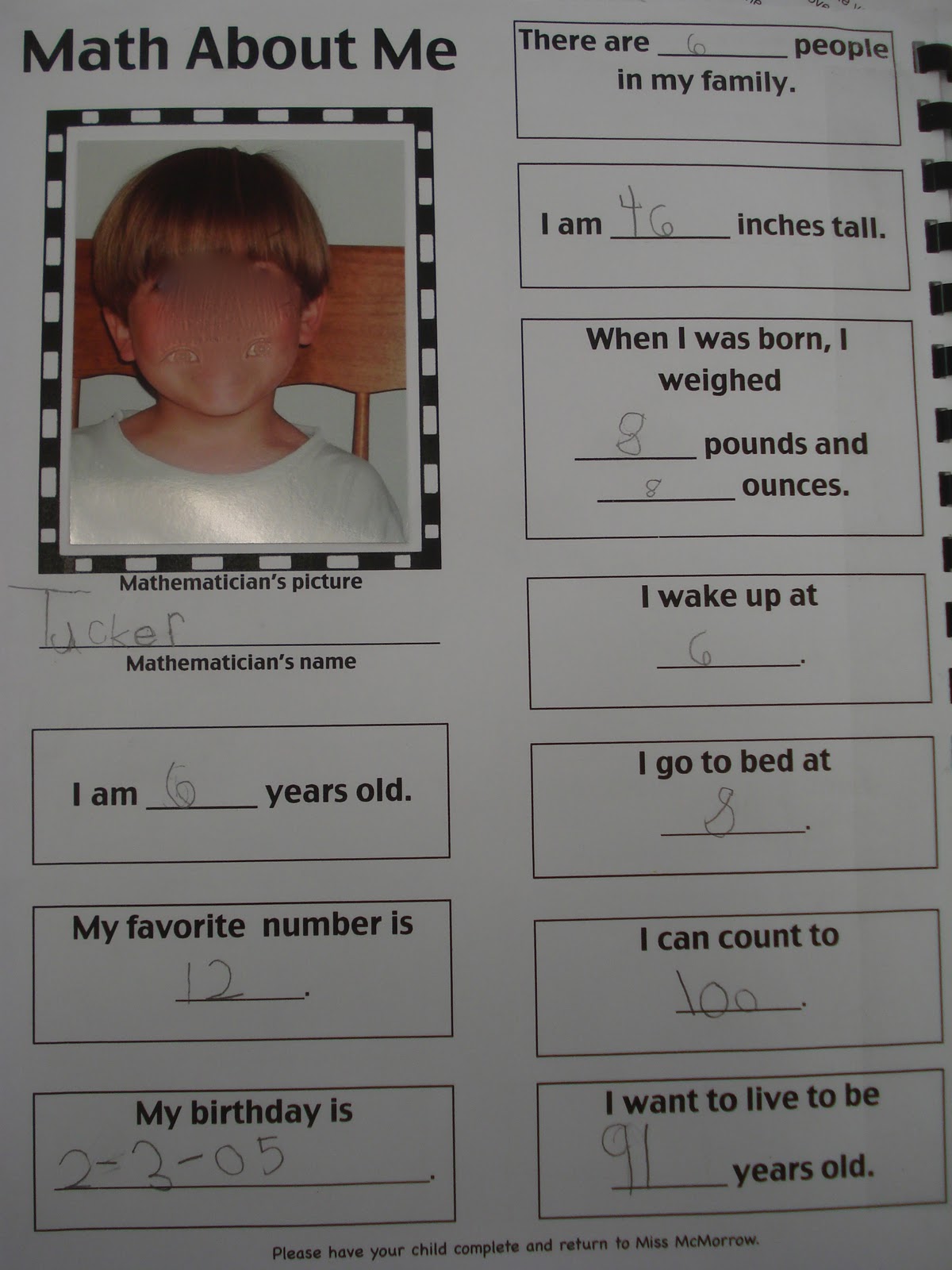 Forever in First: Math About Me