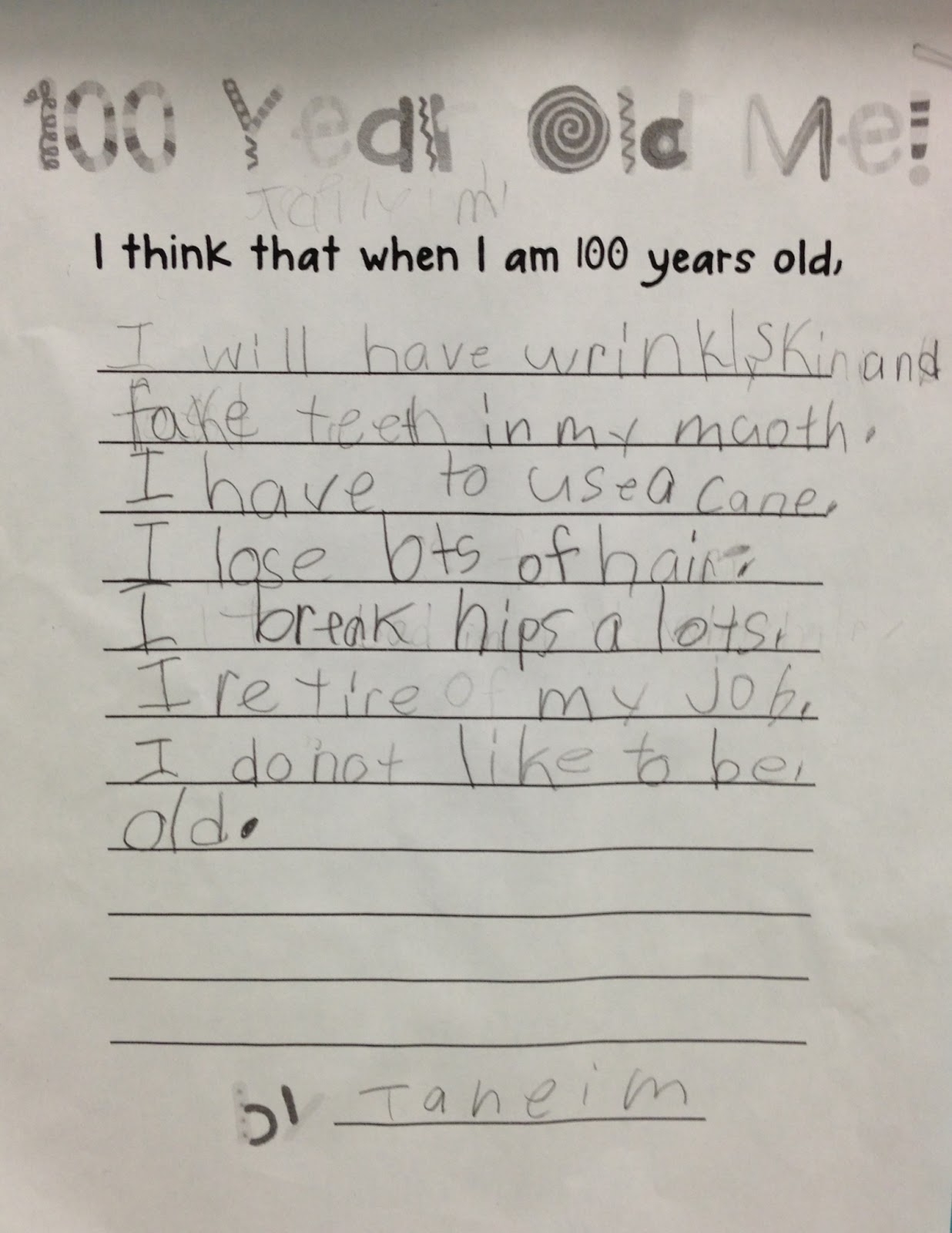 Apex Elementary Art: when I'm 100 years old