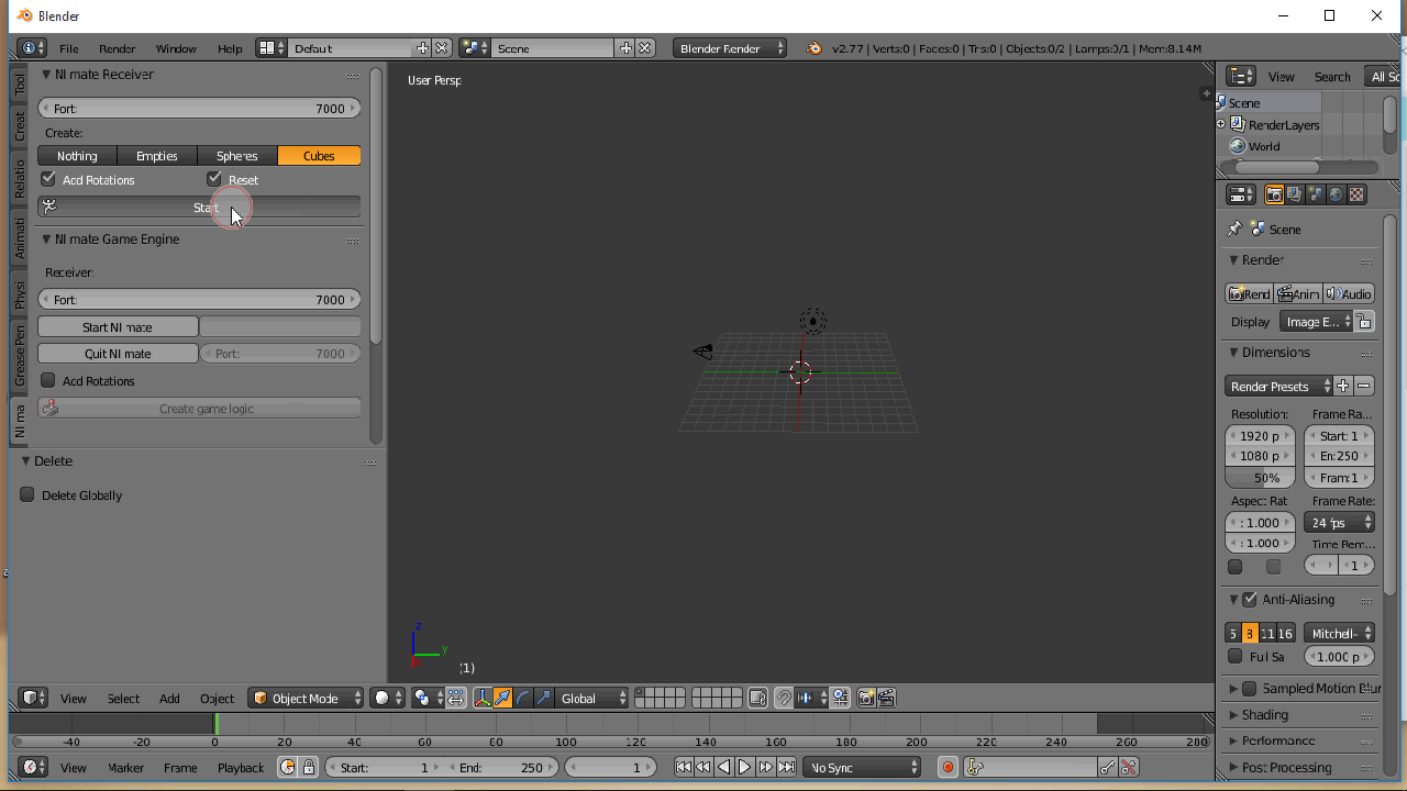 Blender motion capture with kinect and NI-Mate