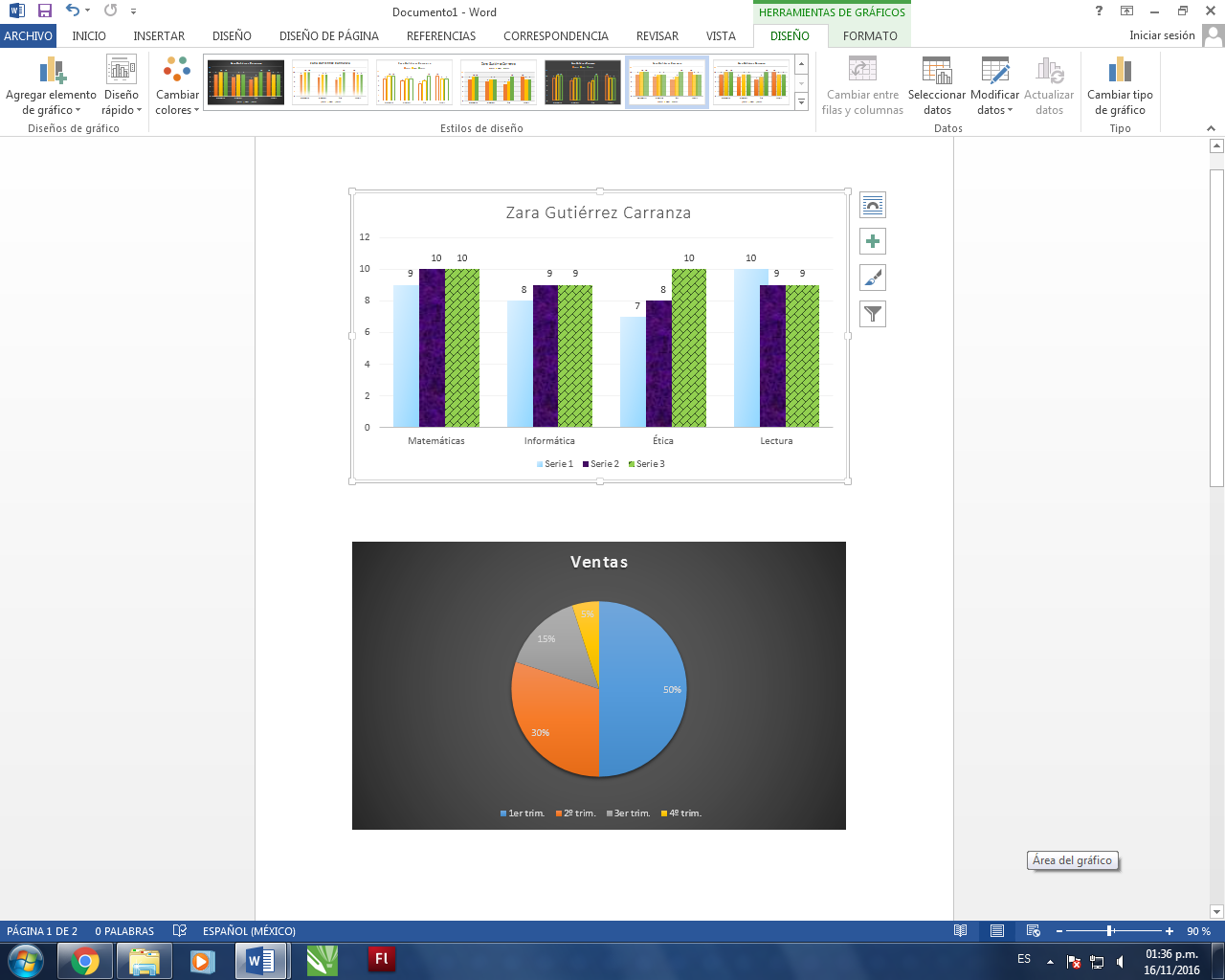 Un día de clases: Gráficos en Word
