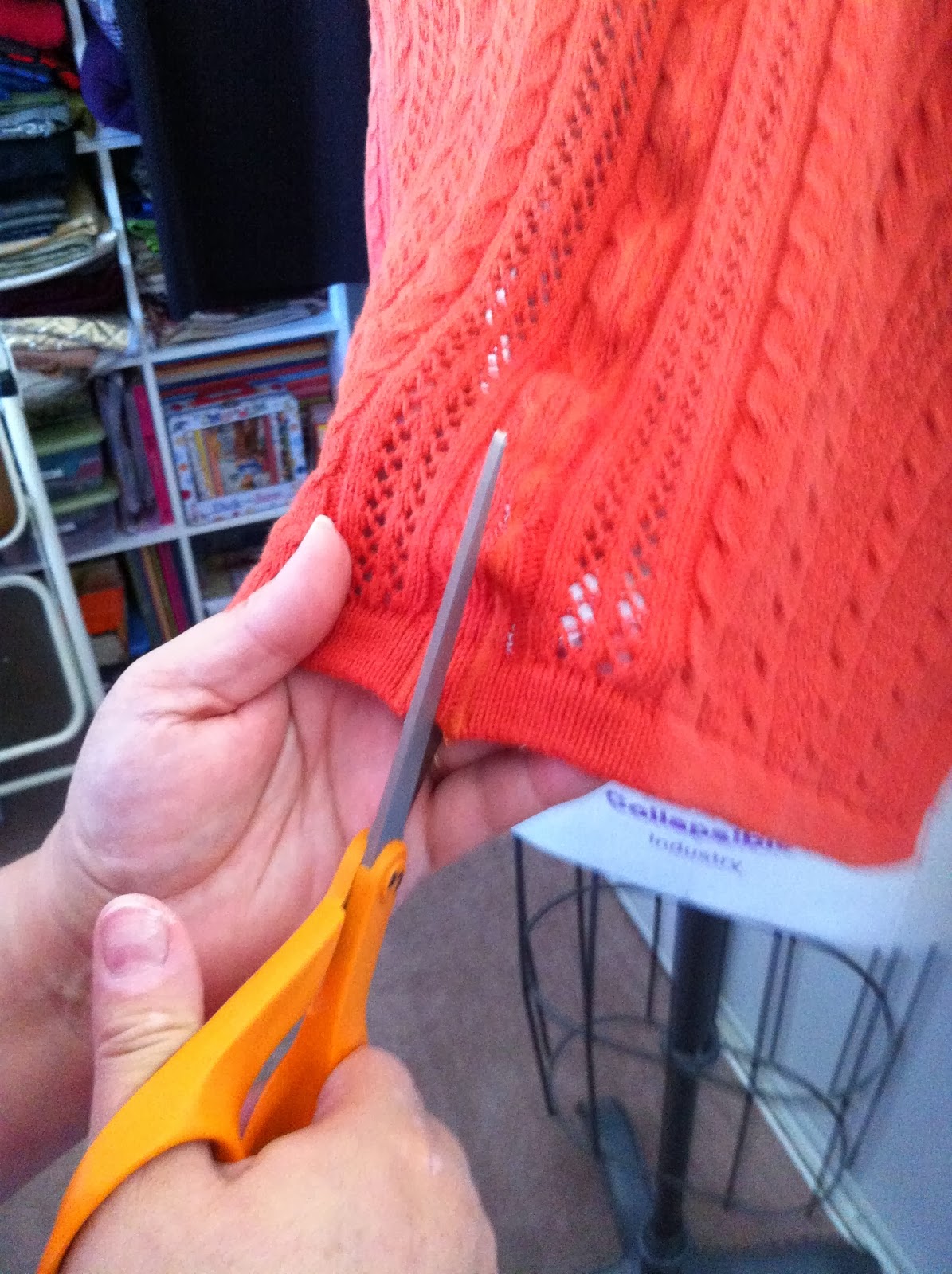 Buttons, Bows & Bling: Hooded Sweater To Cardigan - Tutorial