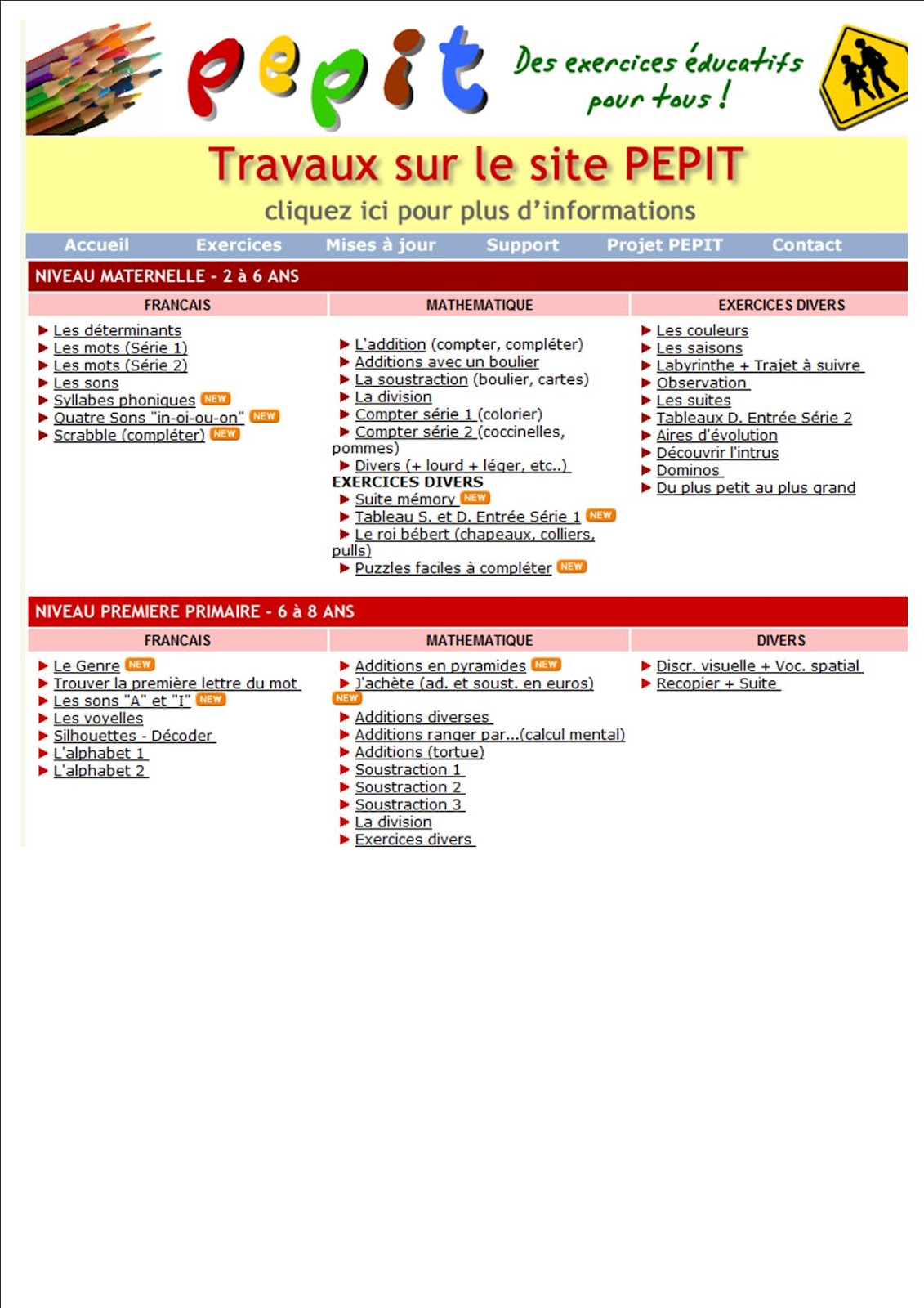 A l'école Buissonière: Plan PEPIT des exercices éducatifs pour tous