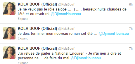 *Cough* Why is Kola Boof Tweeting at Djimon Hounson?