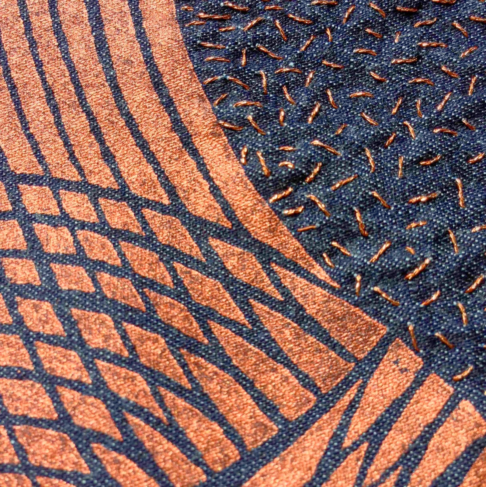 Paravent: Embroidered Copper/Denim