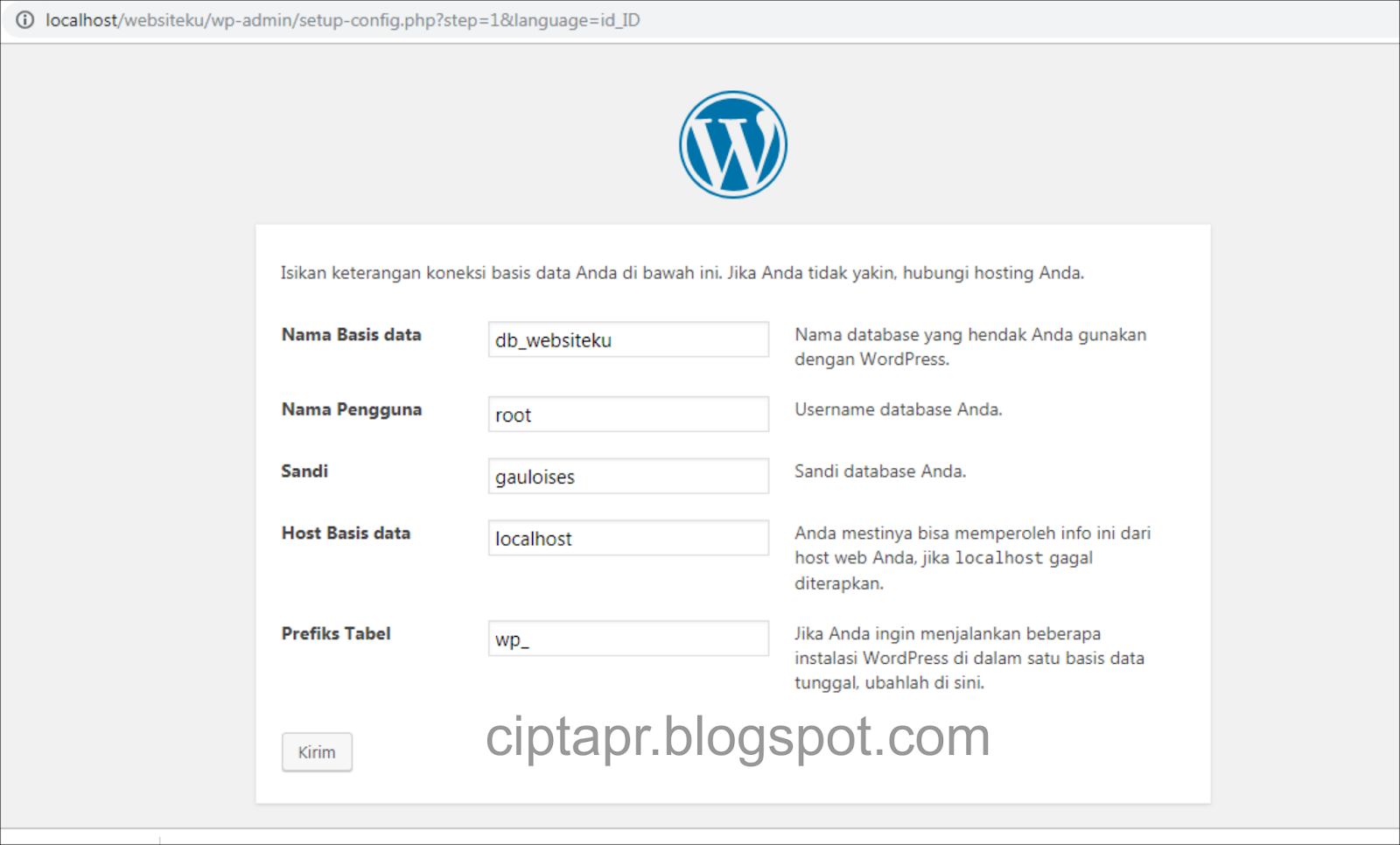 Cara Instal CMS Wordpress di Localhost App Serv Menggunakan Windows 7 - Tulisan Cipta!
